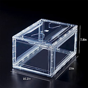 Eapura Shoe Organizer Storage Boxes for Closet 3 Packs | Clear Plastic Stackable Shoe Storage Bins with Drawers & Lids, Clothes Kids Toy Under Bed Shoe Storage Containers | Robust, Durable 43X29X14CM