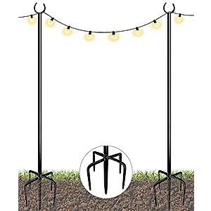 Eazielife Sprimden Outdoor String Light Pole, 10 FT Heavy Duty Hanging Light Stand Pole for Outside Garden Lawn, Patio, Christmas, Wedding, Party (2 Packs)