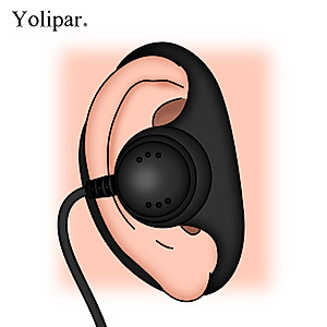 Yolipar Single-Wire Earpiece Surveillance Kit Compatible with Retevis H-777 RT1 RT21 RT22 BaoFeng, BTECH, Kenwood, Arcshell AR-5 Walkie Talkie with PTT Mic D-Shaped Clip-Ear Headset