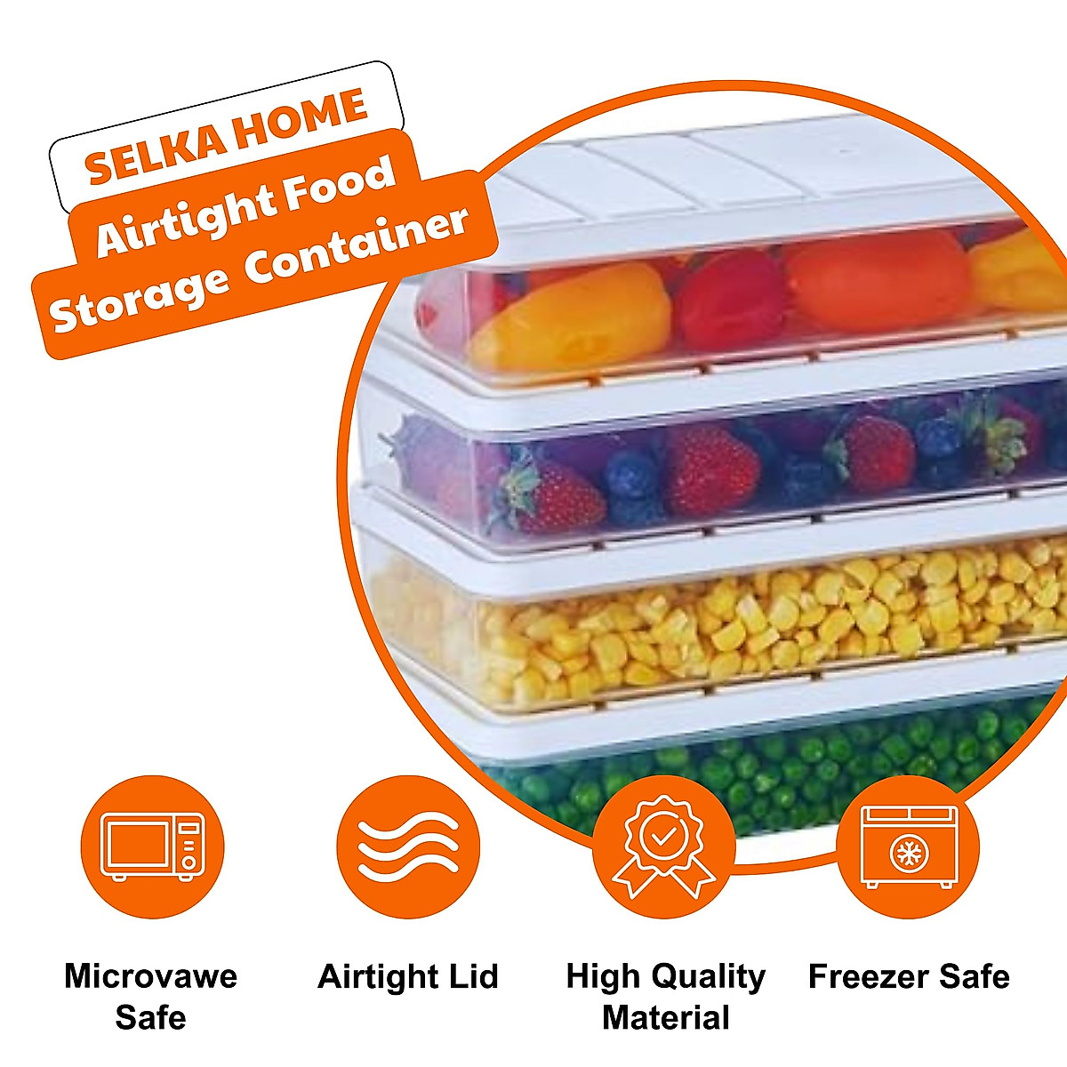 Selka Home - Airtight Food Storage Containers with Lids, Freezer Organizer Bins, Nora 4 Piece, 34 Oz, Storage Container, Ecru