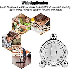 60minutes Kitchen Timer, Mechanical Timer Countdown Timer Kitchen Reminder, Cooking Timer Alarm Clock for Cooking Baking Washing Steaming, Manual Cooking Timer