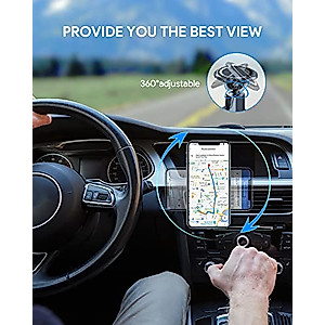 Victdom for MagSafe Car Mount [20 Strong Magnets] Magnetic Phone Holder for Car [Stable Metal Hook Clip] iPhone Car Mount for Vent Fit iPhone 14/13/12 Series and All Phones Metal Rings Included