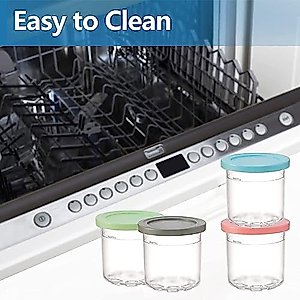 EVANEM 2/4/6PCS Creami Deluxe Pints, for Ninja Creami Deluxe Containers,16 OZ Ice Cream Pints Airtight and Leaf-Proof Compatible NC301 NC300 NC299AMZ Series Ice Cream Maker,Pink-2PCS