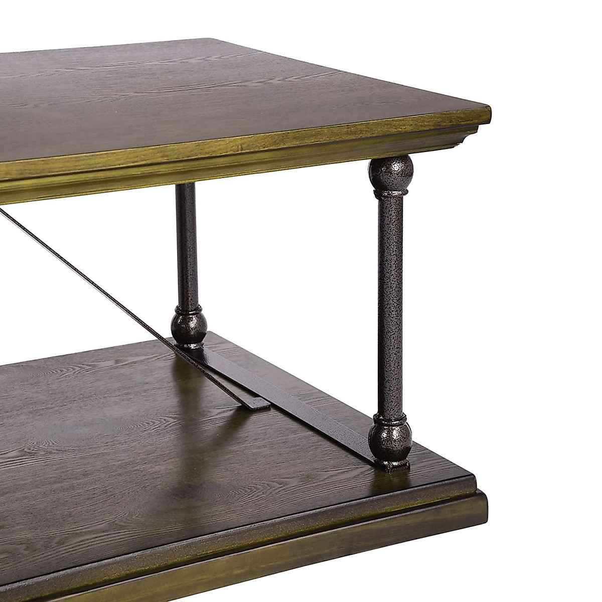 Coffee Table Modern, 47.2" W x 23.6" D x 16.9" H Country Style Coffee Table with Bottom Shelf - Brown & Black