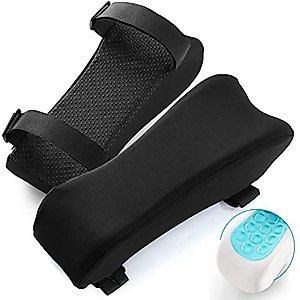 Fuloon Ergonomic Office Chair Armrest Cushion, Elbow Pillow with Cooling Gel for Elbow and Forearm Pressure Relief for Computer Chairs, Gaming Chairs, Office Chairs and Wheelchairs (Black)