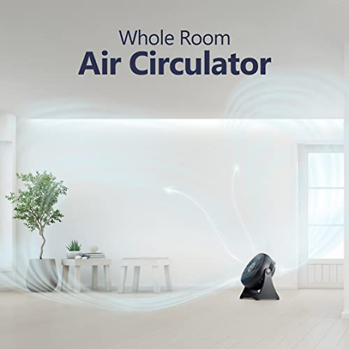 Air Circulator Portable Turbo Fan, 3 Speed Adjustable Desk Powers Cool Air-Waves Up To 25ft, Made Of Durable Material, Great Office & Living Room, NF006-BK8, 4'' W x 10'' L x 10 H, Black