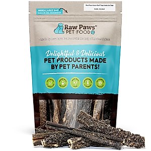 Raw Paws Green Beef Tripe Sticks for Dogs - 6-inch, 10-Pack - Packed in USA - Dried Tripe Dog Treats from Free-Range, Cows No Added Antibiotics or Hormones - Dehydrated Beef Green Tripe for Dogs