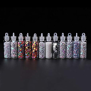 12 Bottle/Set Manicure Sequins Nail Art Glitter Sequins DIY Nail Beauty Filling Tools Nail Art Supplies for Eyes Makeup-603