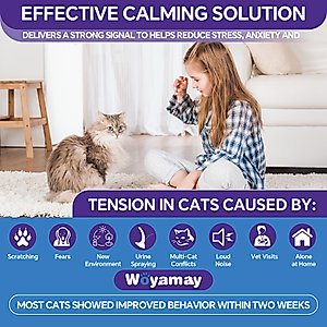 Woyamay Cat Calming Diffuser Kit - 3-in-1 Cat Pheromone Diffuser for Anxiety & Stress Relief-Includes 1 Diffuser and 2 Refill Vials (48ml Each)-Provides 60 Days of Comfort and Relaxation for Your Cat