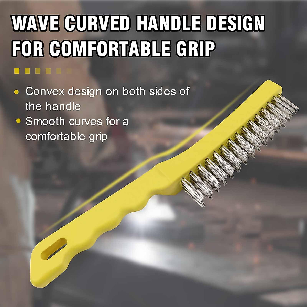 2 Pcs Stainless Steel Wire Brush, Wire Brushes for Cleaning Rust Heavy Duty Rust Remover for Metal Welding Wire Brush with Curved Handles 11 Inch for Rust Removal, Deburring, Surface Preparation