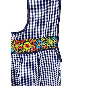 cuitáxi Traditional Mexican apron for women with pockets beautiful flower embroidery - Mandiles para mujer mexicanos mandil