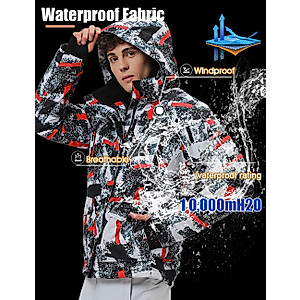 YEEFINE Men's Ski Suit Waterproof Snow Suits Two Piece Snowboard Jacket and Pants Set Outdoor Windproof Snowsuit Winter Warm Snow Coats(HBT+Black, L)