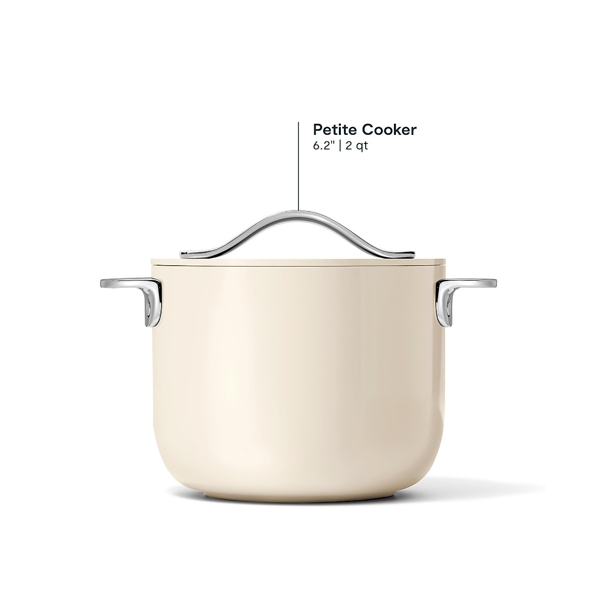 Caraway Petite Cooker - 2 Qt Ceramic Coated Pot - Free From Forever Chemicals - Perfect for Rice, Grains, or Sauces - Cream