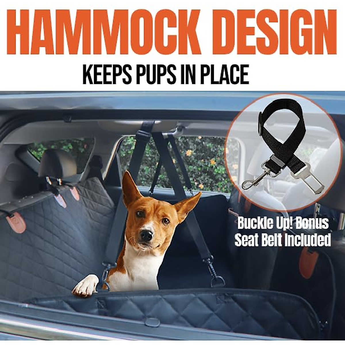 Large Backseat Cover for Dogs. Car Seat Extender with Hard Bottom & Mesh. Heavy Duty Hammock. Full Car/SUV Protection - Back seat Extender for Dogs. Black. Hard Bottom Car Seat Cover for Dogs. Gray