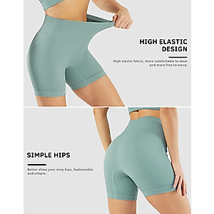 Women’s Workout Running Shorts High Waist Tummy Control Athletic Gym Yoga Lounge Shorts (N08S-HeiBaiLan)