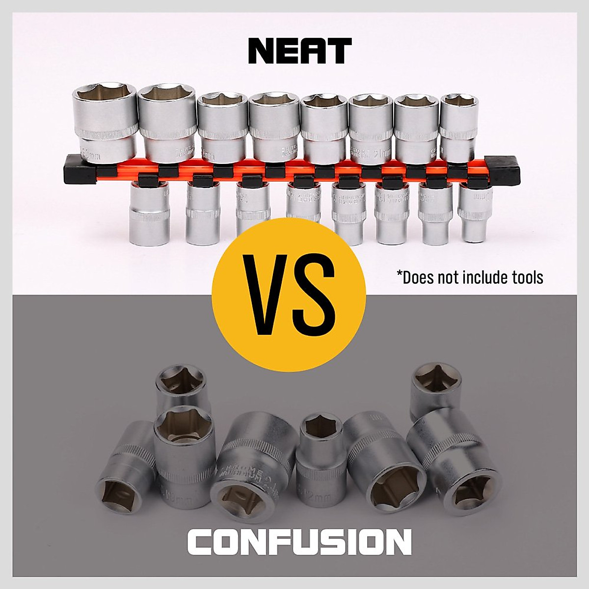 HORUSDY 3PC Double Sided Socket Organizer, 1/4-Inch, 3/8-Inch, 1/2-Inch, Premium Quality Socket Holders