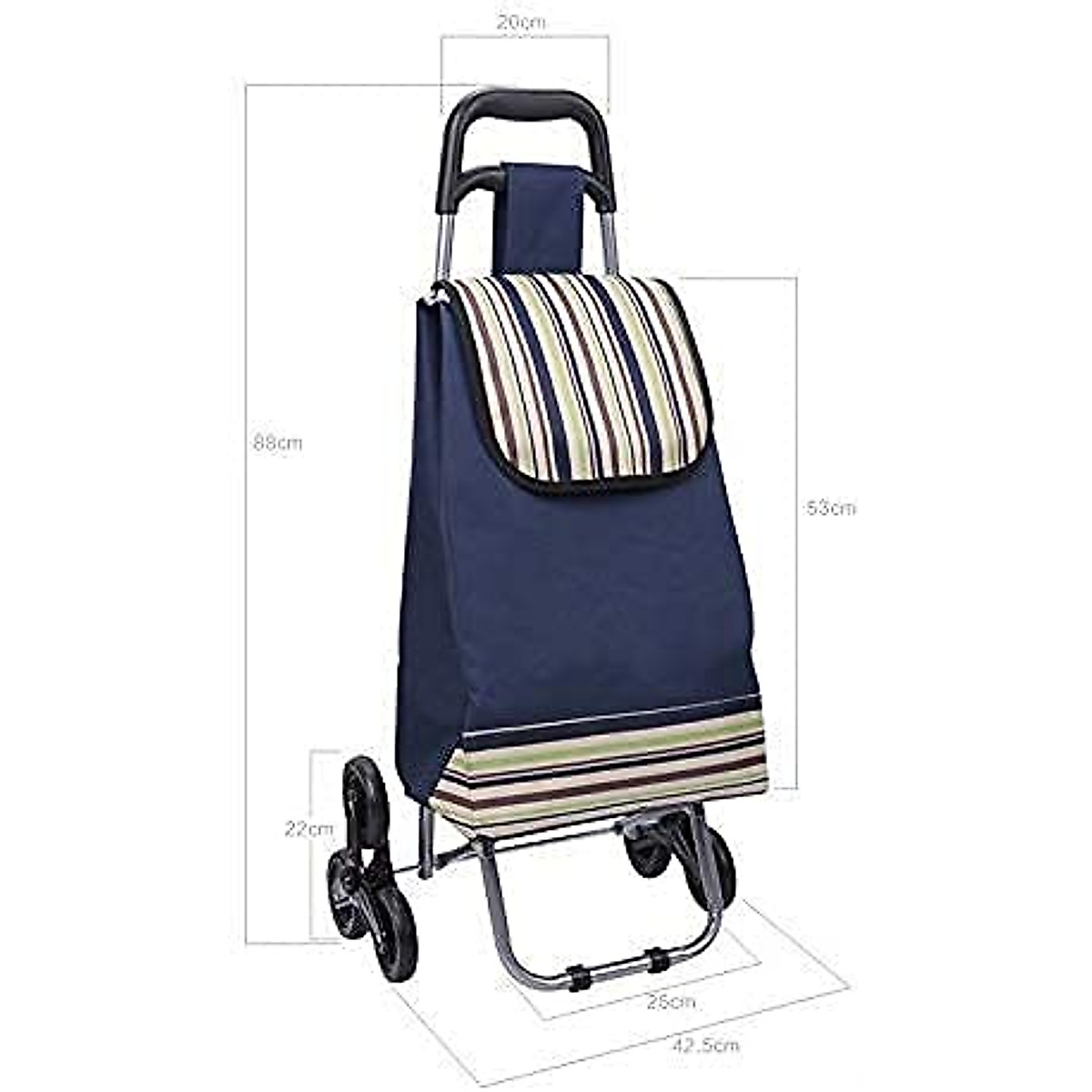 Shopping Trolley on Wheels Multi Function Shopping Cart Large Capacity Lightweight Wheeled Trolley 6 Wheels Blue Push Cart Bag Storage Hand Trucks,