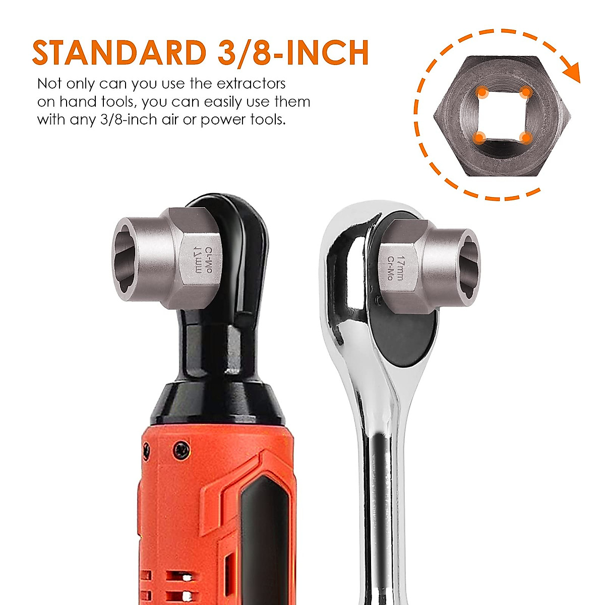 THINKWORK Bolt Extractor Set, 13+1 Pieces Impact & Nut Remover Stripped Lug Remover, Extraction Socket Set for Removing Damaged, Frozen, Rusted, Rounded-Off Bolts, Nuts Screws