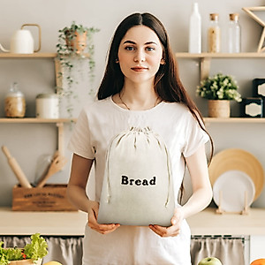 Linen Bread Bags Large Burlap Reusable Drawstring Bread Bags 12 x 15 Inch Unbleached Loaves Pastries Bags Handmade Food Storage for Bakery Picnic Wedding Wrapping Camping (3 Pieces)