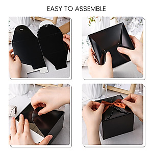 VGOODALL 10PCS Gift Candy Boxes, Black Treat Box with Ribbon Paper Candy Boxes for Wedding Cookie Chocolates Small Gifts