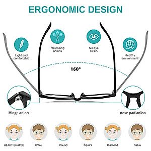 Okany Blue Light Glasses for Kids 3 Pack Blue Light Blocking Glasses for Girls Boys Computer Gaming Screen Glasses, Anti Glare Eyestrain Teen Fashion Glasses Age 3-10 (Grey Black+Transparent+Leopard)