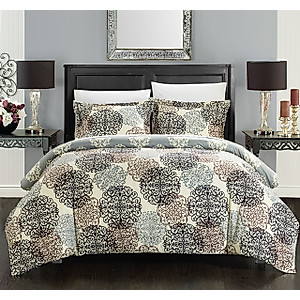 Chic Home 2 Piece Jerome Boho Inspired Reversible Print Duvet Set, Twin, Beige