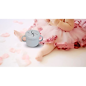 Silleebee Silicone 5-in-1 Toddler Open Training Cup | 3 Interchangeable Lids with Straw and Handles | Sippy and Snack Option for Babies | Infant 6 mos+