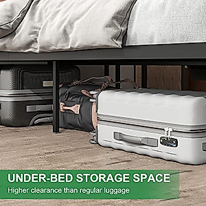 Osfvolr Queen Bed Frame, Industrial Metal Platform Bed Frame with 2 Tier Storage Wooden Headboard and Footboard, Heavy Duty Steel Mattress Foundation, Noise Free, Bedroom Furniture, Rustic Brown