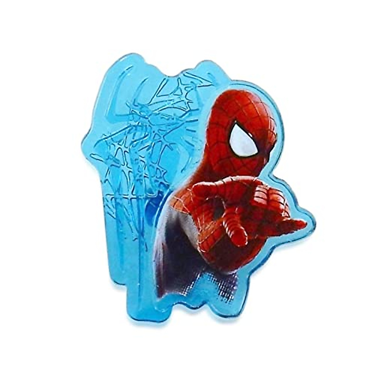 Spiderman Web-Slinger Rings, 12 Pack Cupcake Toppers, Two Designs, Party Favors.