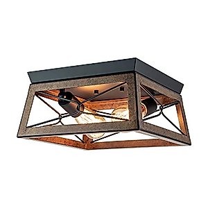YaoKuem Semi Flush Mount Ceiling Light Fixture, 2-Light E26 Medium Base, Metal Housing, Bulbs NOT Included