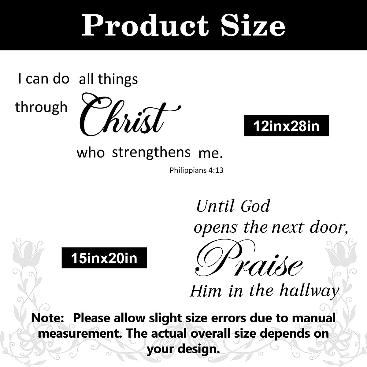 2 Sets Bible Verse Wall Decals Vinyl Inspirational Quotes Wall Decals Positive Saying Wall Stickers Christian Scripture Motivational Decal Religious Wall Decor for Women Family Home Bedroom