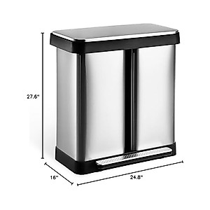 GAOMON 19 Gallon (36L+36L) Trash Can, Fingerprint Proof Stainless Steel Kitchen Garbage Can with Soft-Close Lid, Pedal Rubbish Bin for Kitchen Home Office