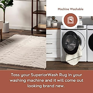 nuLOOM 5' x 8' Cozy Plush SuperiorWash Area Rug, Machine Washable, Non-Slip, Soft Fluffy Shag Carpet for Living Room Bedroom Kids Room Nursery Home Decor, Christa Black