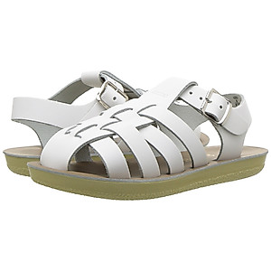 Salt Water Sandals by Hoy Shoe Baby-Girl's Sun-San Sailor Flat Sandal, White, 3 M US Infant