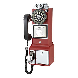Crosley CR56-RE 1950's Payphone with Push Button Technology, Red