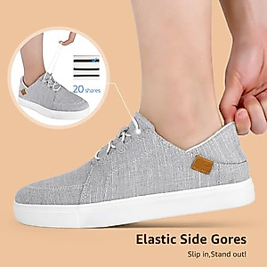 STQ Casual Shoes for Women Slip On Loafers Shoes Low Top Canvas Sneakers Light Grey 8.5