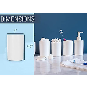 NAT & Jules Chic Rounded White 4.5 inch Matte Ceramic Bathroom Accessories Set of 4