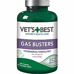 Vet's Best Gas Busters Dog Supplements | Gas, Bloating, Constipation Relief and Digestion Aid for Dogs | 90 Chewable Tablets