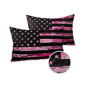 Meet 1998 Throw Pillow Covers 20x12 - Set of 2 Waterproof Pillow Cushion Cases,Camo Independence Day American Flag Patriotic Pillowcases Decorative Outdoor Pillow Cover for Sofa Couch Bedroom