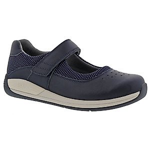 Drew Trust, Womens Velcro Mary Jane Orthopedic Comfort Shoe, Navy Leather, 10.5 Wide (D)