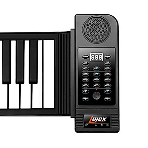Lujex 61 Keys Double Speaker Roll Up Piano Upgraded Portable Rechargeable Electronic Hand Roll Piano With Environmental Silicone Piano Keyboard for Beginners (Black)