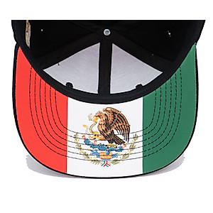 Mexican Hat Mexico State Federal Logo Embroidered Snapback Flat Bill Baseball Cap (Mexico) Black