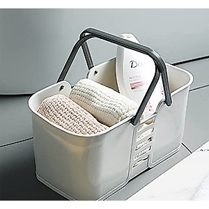 Yesland 4 Pcs Shower Caddy Basket - White Portable Plastic Organizer Storage Baskets with Handles Shower Caddy Bins Tote for Shampoo, Body Wash, Essentials, Makeup in Bathroom - 11.3 x 7 x 6.25 Inch