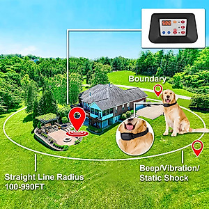 Moclever Wireless Dog Fence System Electric Dog Fence Training Collar with Remote 2 in 1, Dog Boundary Containment System Range 990ft, IPX6 Waterproof & Rechargeable,for Small Medium Large Dogs