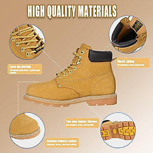 BOIWANMA Work Boots for Men, Steel Toe Leather Safety Boots, Oil, Slip and Heat Resistant Heavy Duty Wide Industrial & Construction Boots, US 12