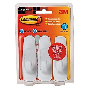 Command Strips 17003-VP-3PK Large Command Utility Hooks With Adhesive Strips 3 Count
