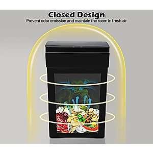 13 Gallon Trash Can Automatic Touch-free Kitchen Garbage Can, Plastic Large Capacity Bathroom Rubbish Can with Lid and Motion Sensor, Smart Trash Can Waste Bin for living Room Office Narrow Space, Black