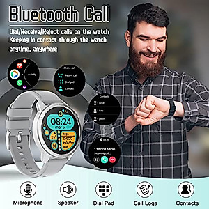 Naudug Smart Watch for Men Women ,Phone Call(Make & Answer) Smartwatch,IP68 Waterproof,Fitness Tracker, Pedometer,Message Notification,Music Player,Health Monitor,Compatible with iOS Android Phones