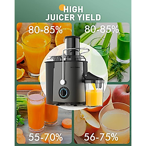 MAMA'S CHOICE Juicer Machine, 800W Juice Extractor with 3'' Big Mouth, 3 Speed Centrifugal Juicer for Whole Fruit Vegetable, Easy to Clean, Non-Slip Feet, BPA-Free