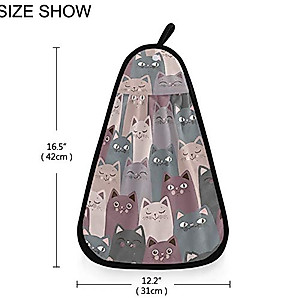 visesunny Funny Grey Cat Hand Towel for Kitchen Bathroom Decor Soft Absorbent Cotton Dish Towel with Hanging Loop Botton Cleaning and Drying Washcloth